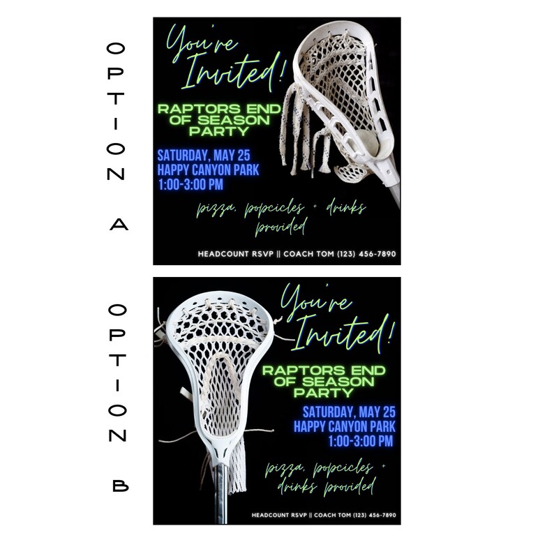 Lacrosse End of Season Party DIGITAL Invite - Etsy