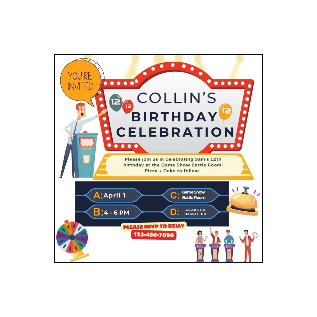 Game Show Birthday CUSTOMIZED *DIGITAL* Invitation - Etsy