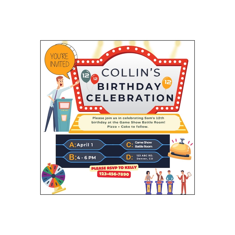 Game Show Birthday CUSTOMIZED *DIGITAL* Invitation - Etsy