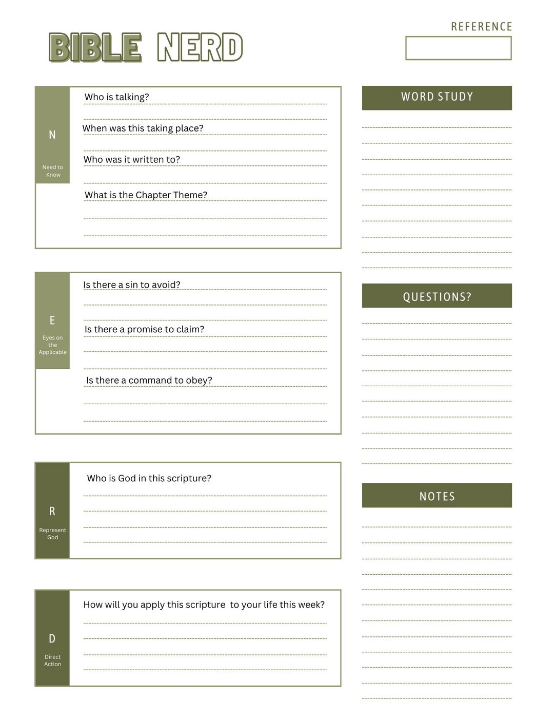 Digital Bible Study Printable | Bible Summary | Bible Study Note ...