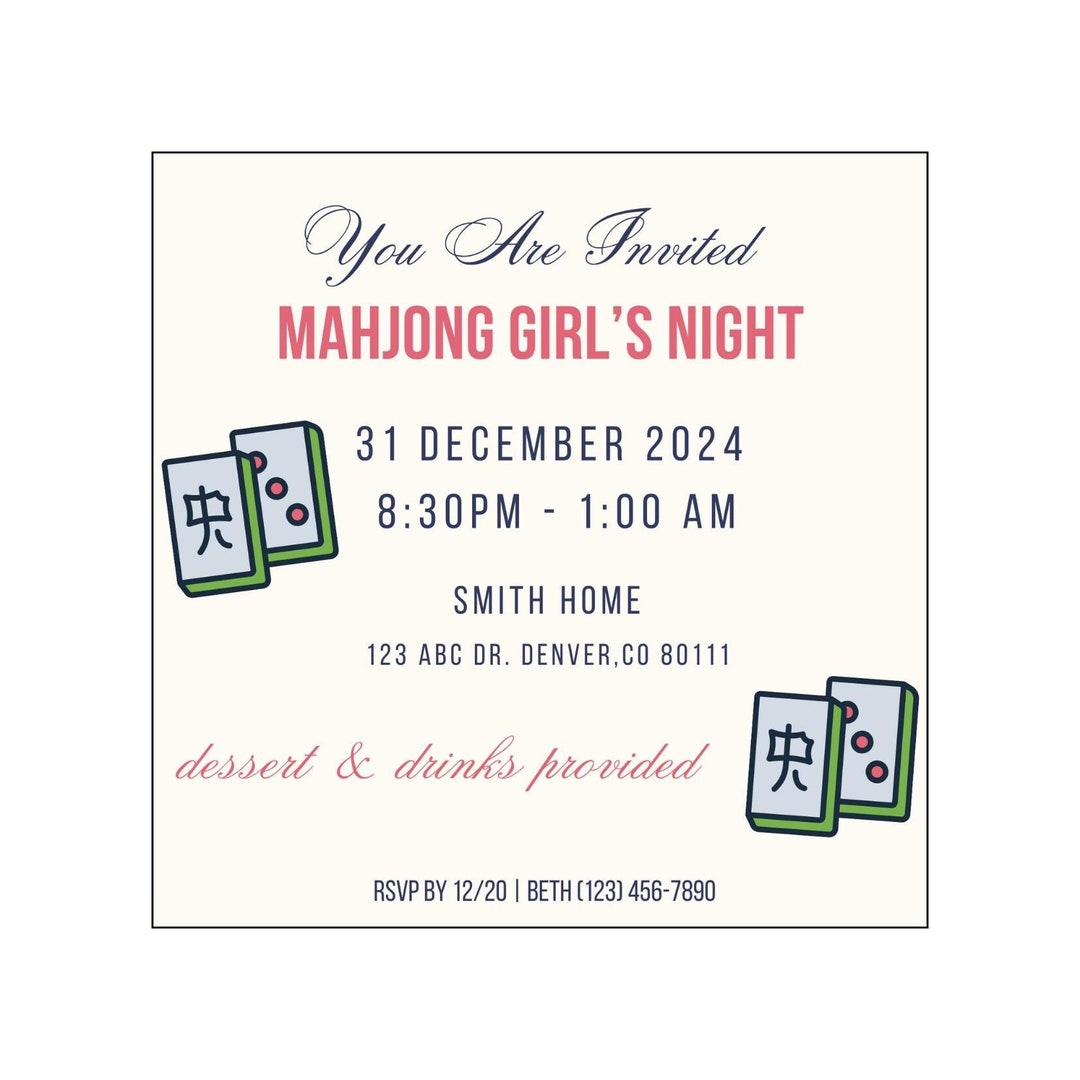 Mahjong Party *DIGITAL* Invite - Custom - Etsy
