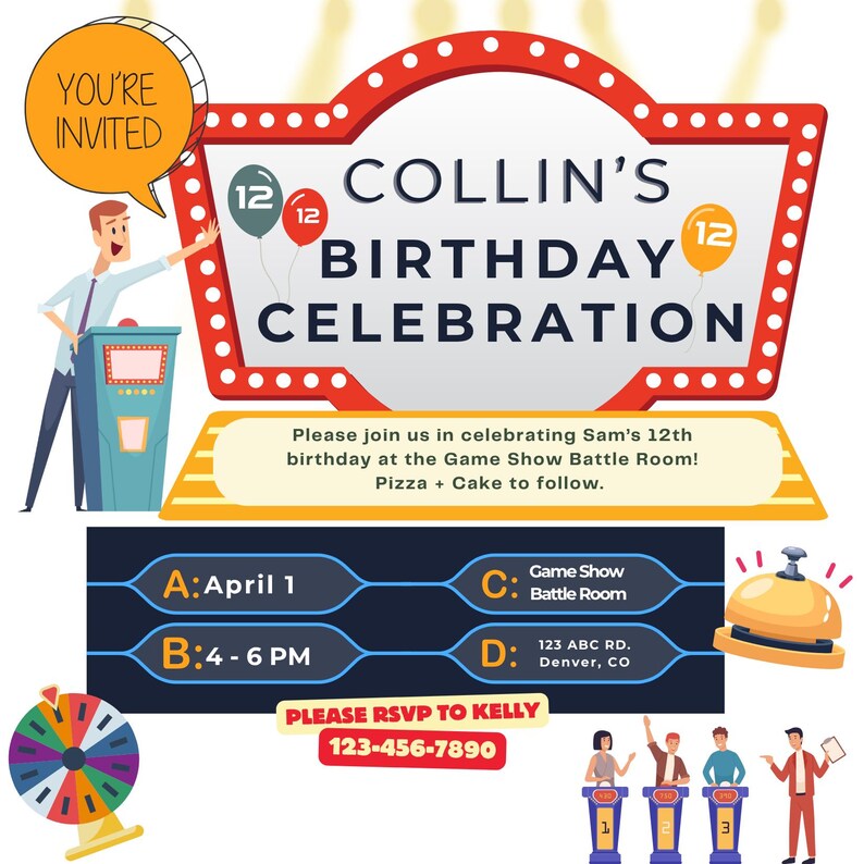Game Show Birthday CUSTOMIZED *DIGITAL* Invitation - Etsy