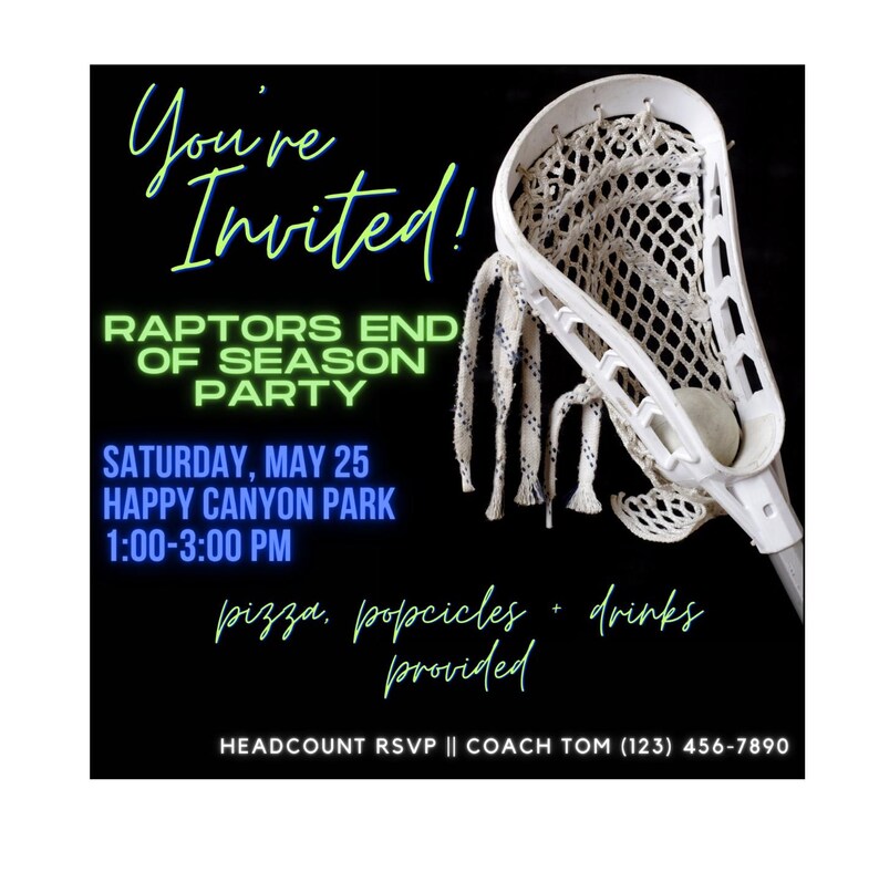 Lacrosse End of Season Party *DIGITAL* Invite - Etsy