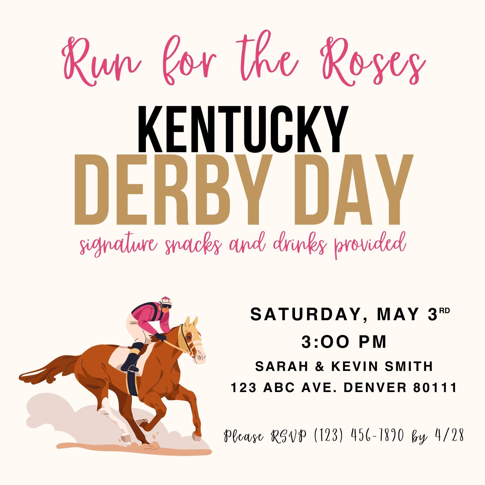 Kentucky Derby Custom *DIGITAL* Invite // Run for the Roses - Etsy