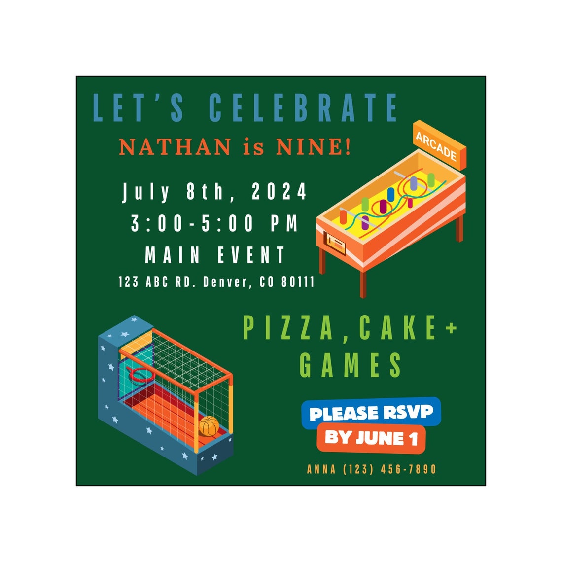 Arcade Party Custom *DIGITAL* Invite : Main Event/dave + Busters - Etsy