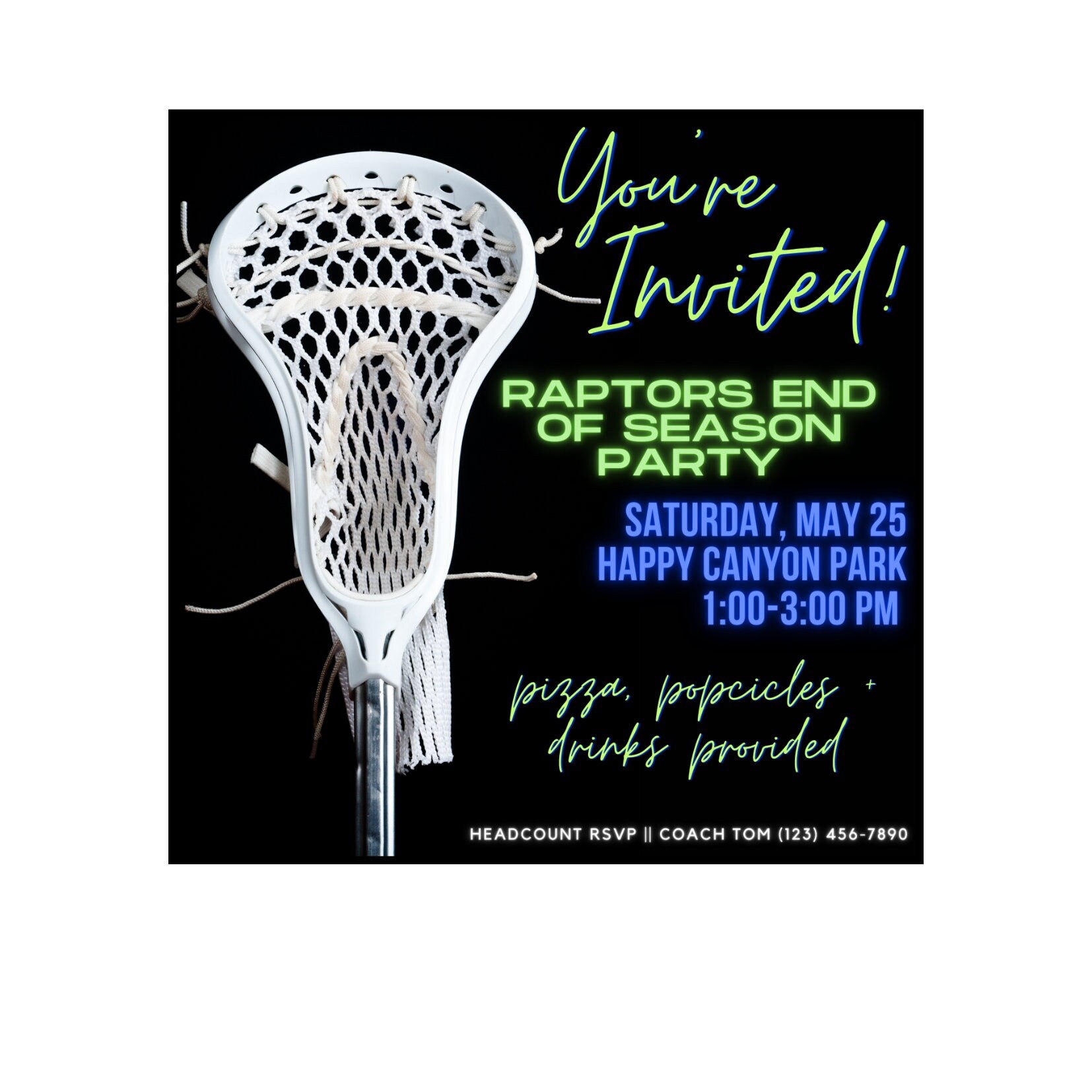 Lacrosse End of Season Party DIGITAL Invite - Etsy