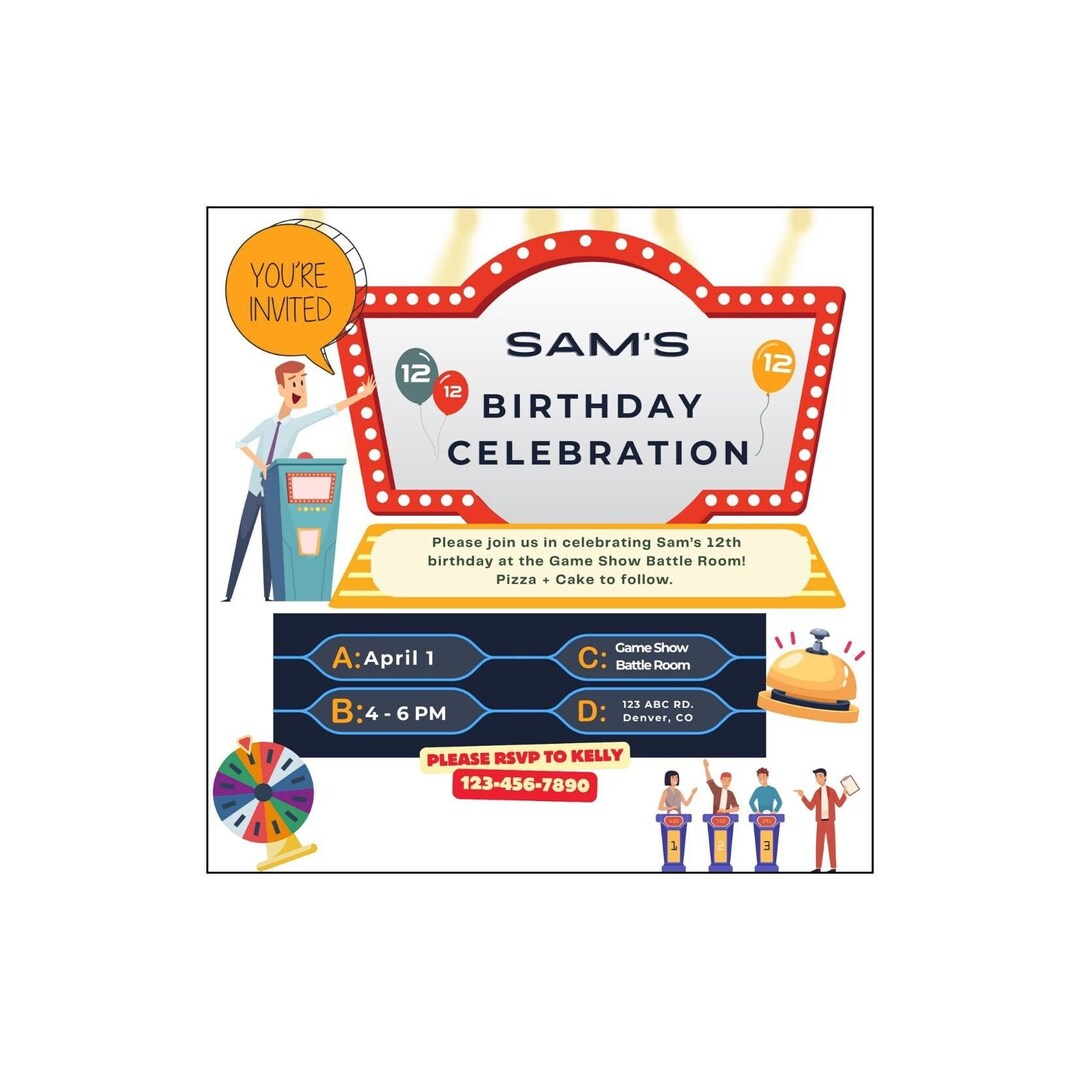 Game Show Birthday CUSTOMIZED *DIGITAL* Invitation - Etsy