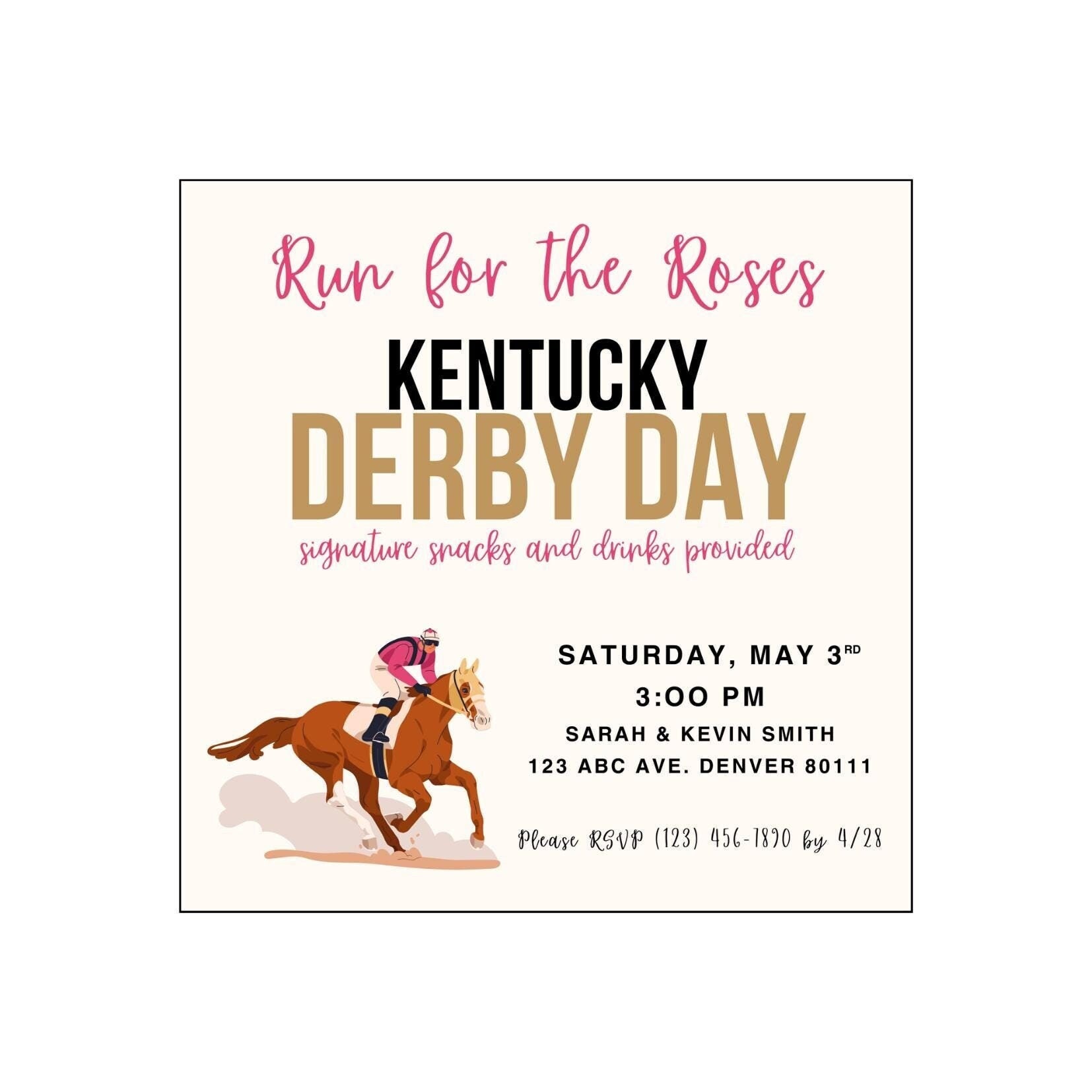 Kentucky Derby Custom *DIGITAL* Invite // Run for the Roses - Etsy