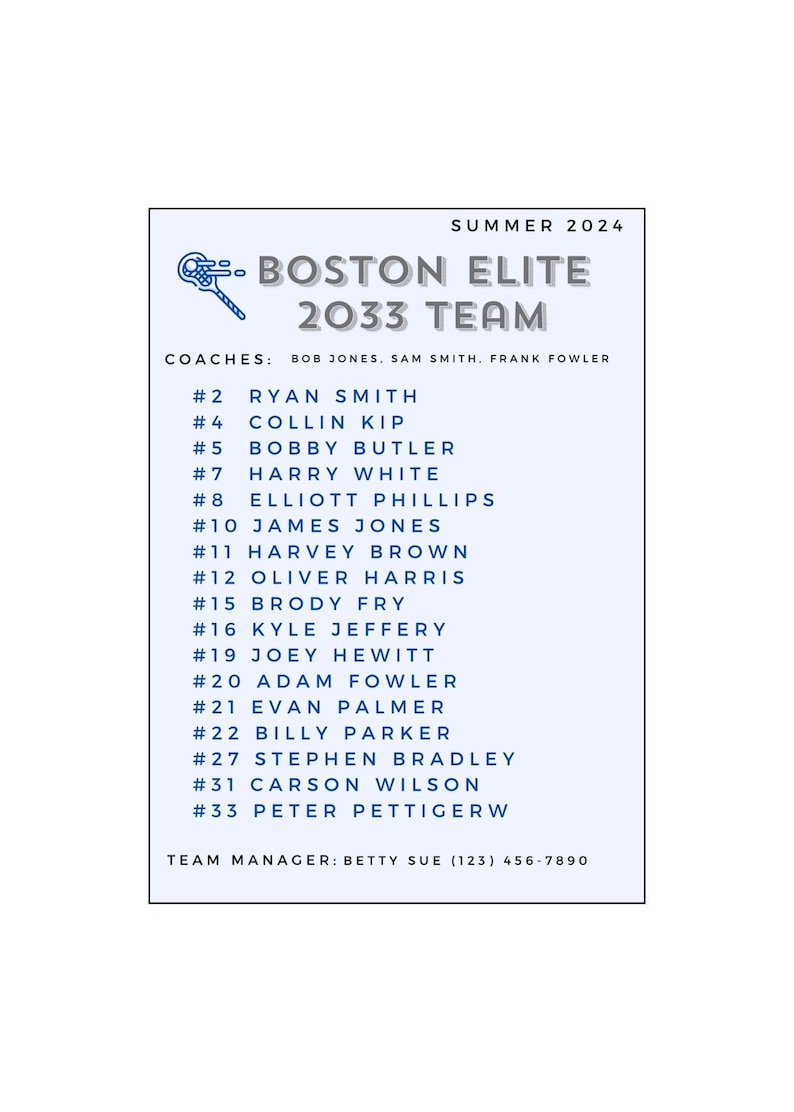 Team Roster Cards CUSTOM *DIGITAL* Download - Etsy
