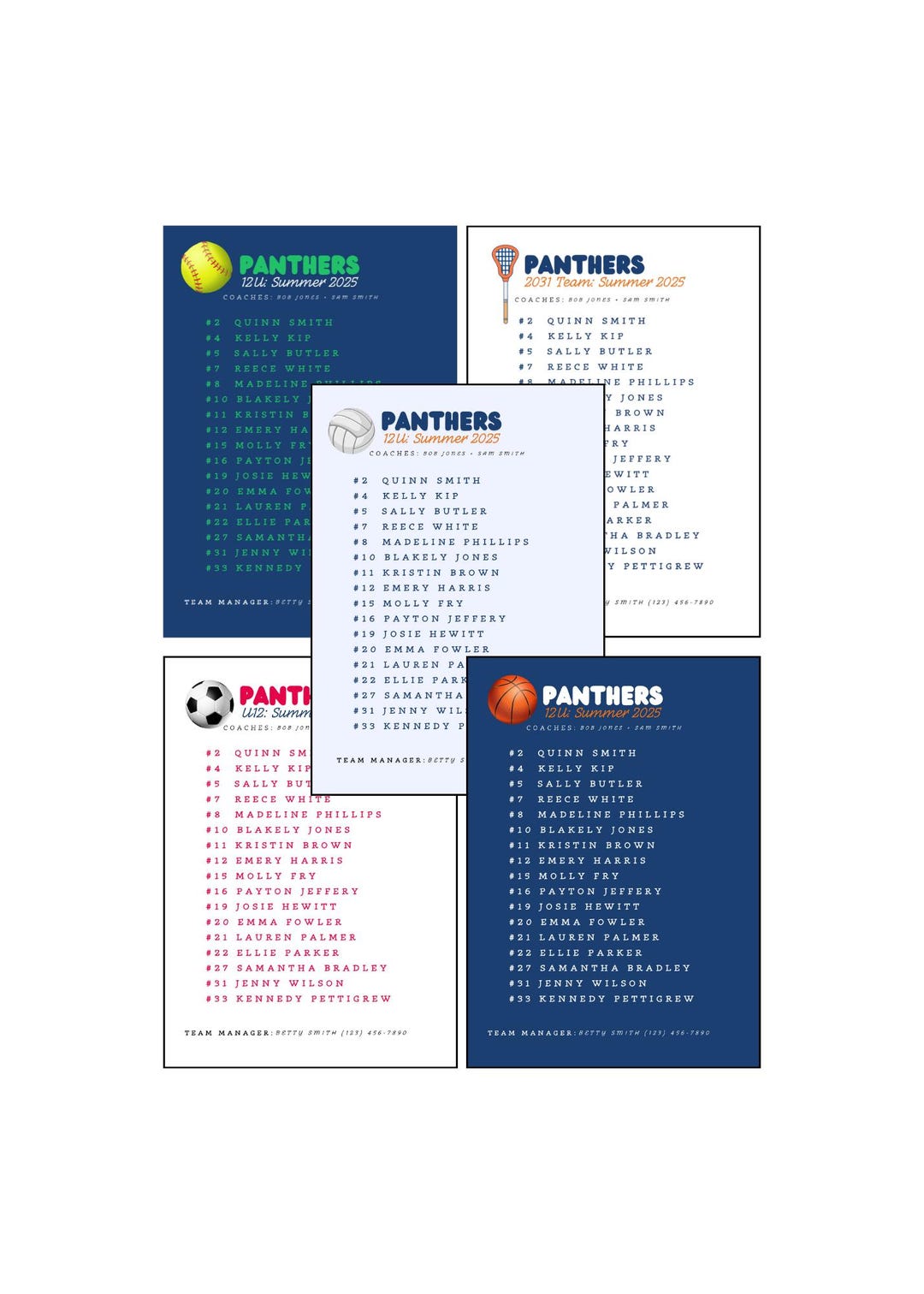Sports Team Roster Cards Customized *DIGITAL DOWNLOAD* - Etsy