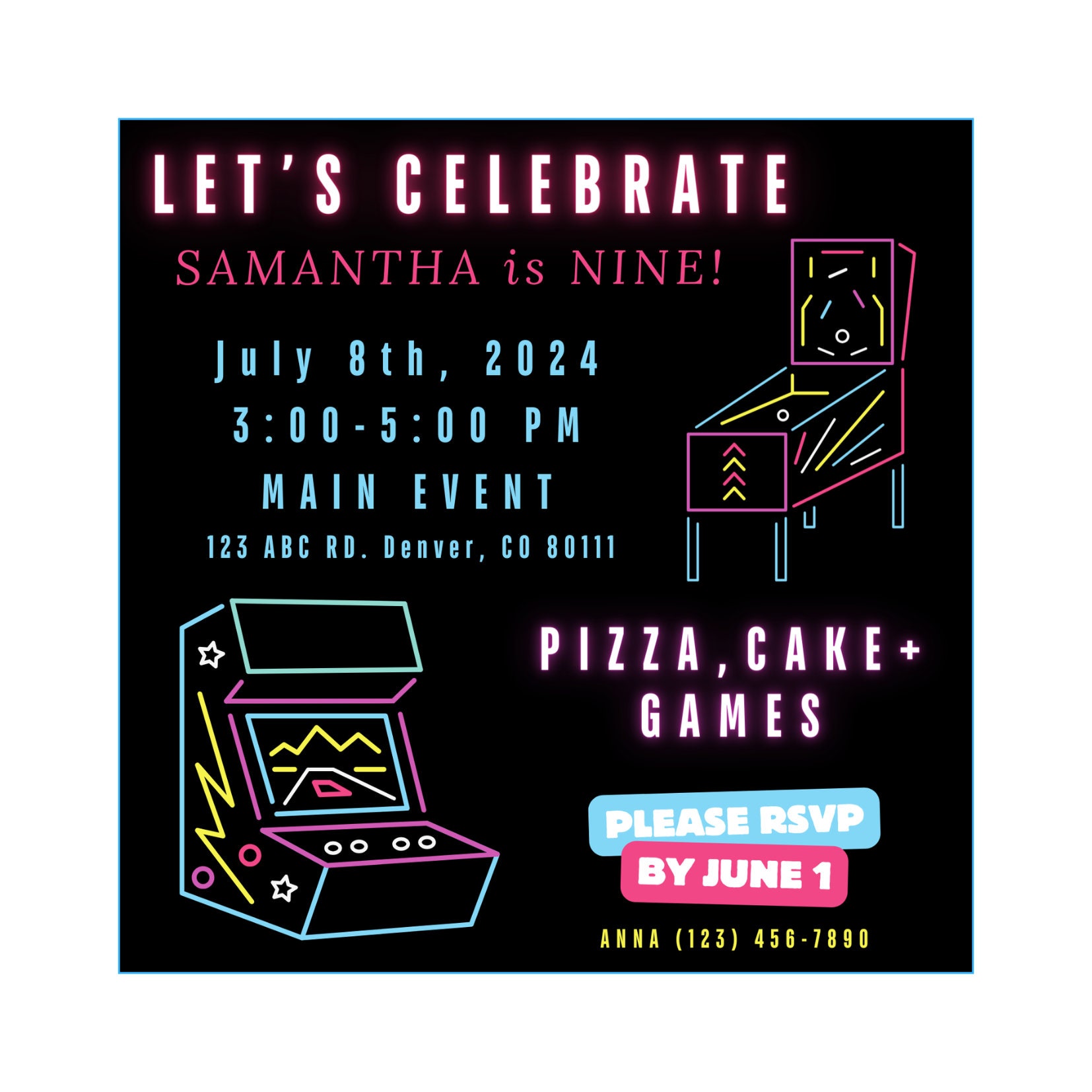 Arcade Party Custom *DIGITAL* Invite : Main Event/dave + Busters - Etsy