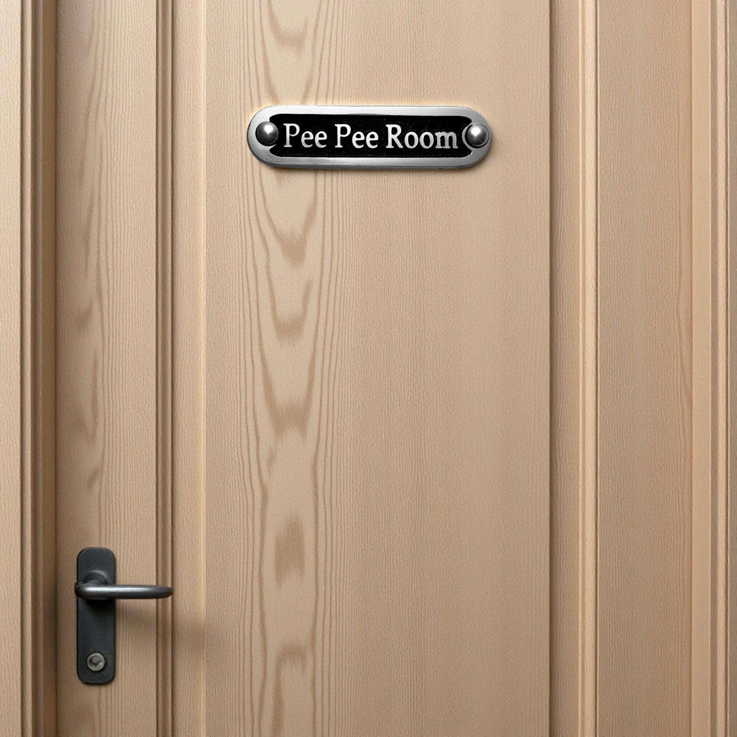 Pee Pee Room Door Sign by Themetalfoundry • Brass House Door Sign ...