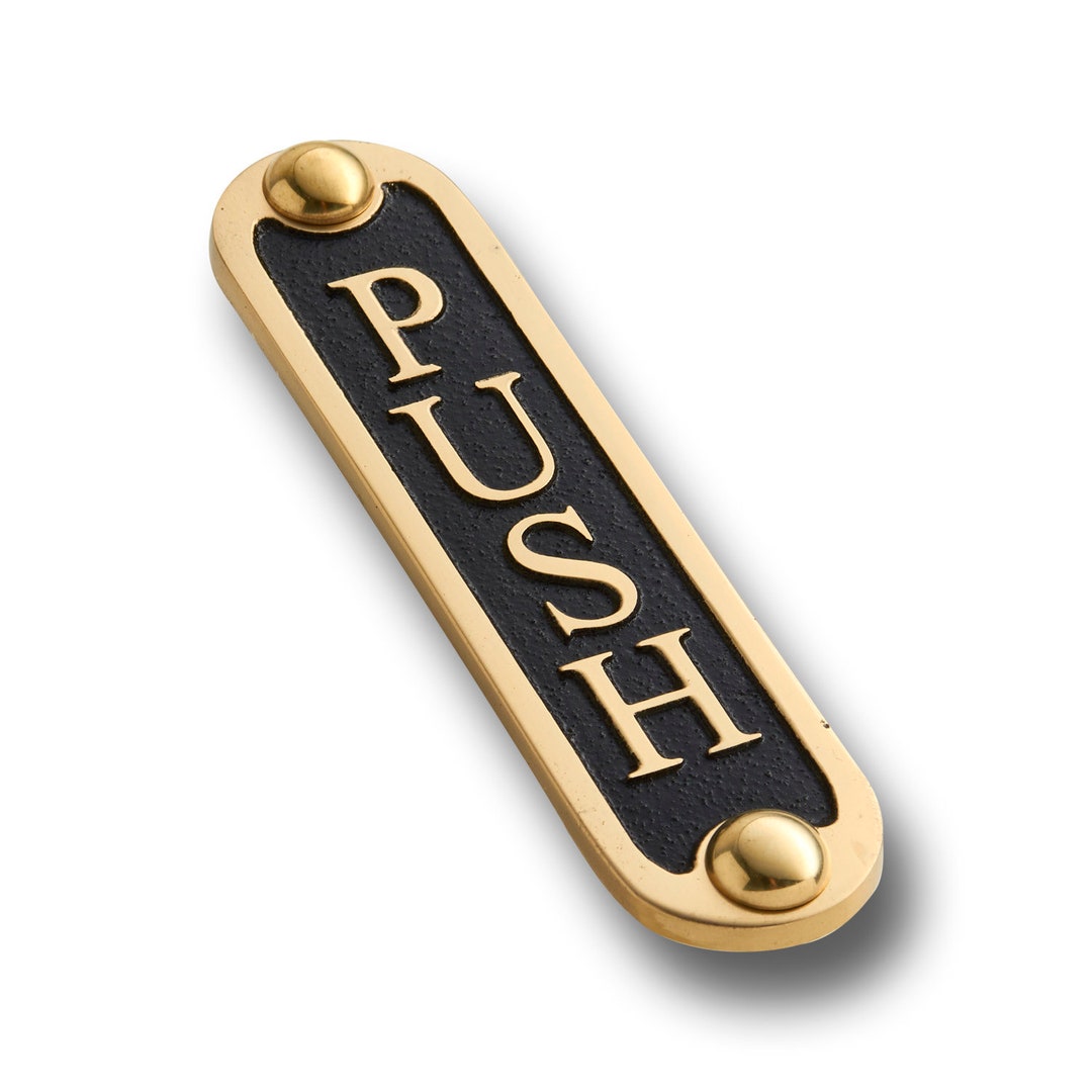 Unique Handmade 'PUSH' Brass Metal Wall Sign / Great Housewarming Gift ...