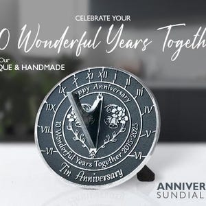 10th Tin Wedding Anniversary Sundial Gift. Great Gift for Him, Her ...