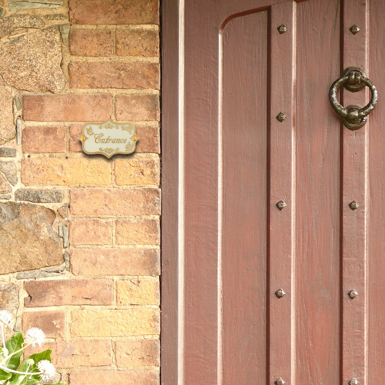 Rustic Entrance Shabby Chic Brass Door Sign /unique Vintage | Etsy