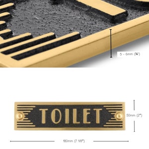 Art Deco Toilet Sign. Unique Handmade Metal Sign in Brass or Aluminium ...