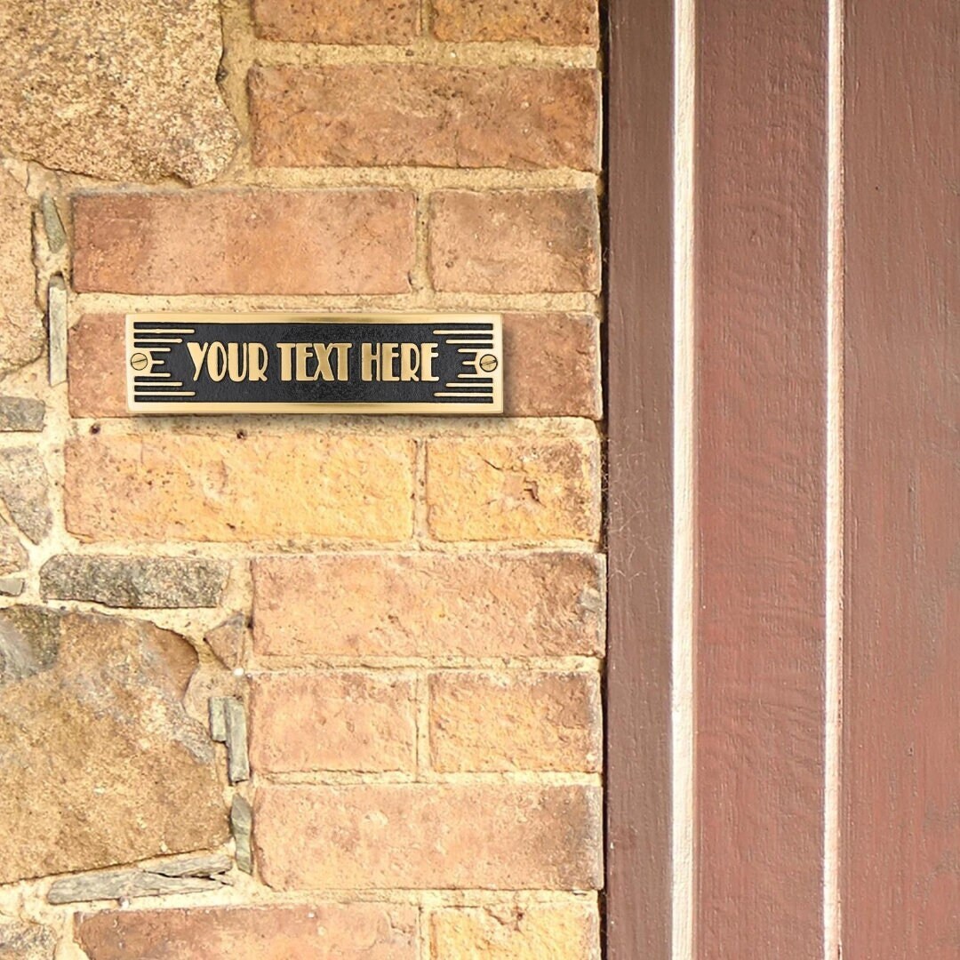 Art Deco Personalized Door Sign. Unique Handmade Metal Sign in Brass or ...
