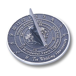 Tin Anniversary Gift Sundial by Themetalfoundry Aluminium Wedding Gift ...