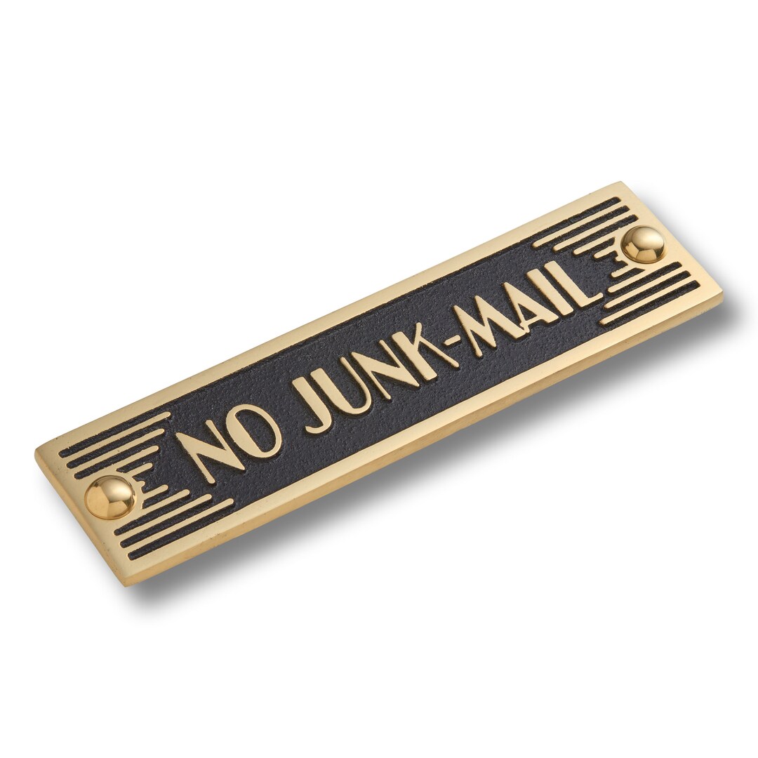 Art Deco No Junk Mail Sign. Unique Handmade Metal Sign in Brass or ...