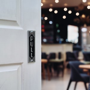 Art Deco PULL Sign. Unique Handmade Metal Sign in Brass or Aluminium ...