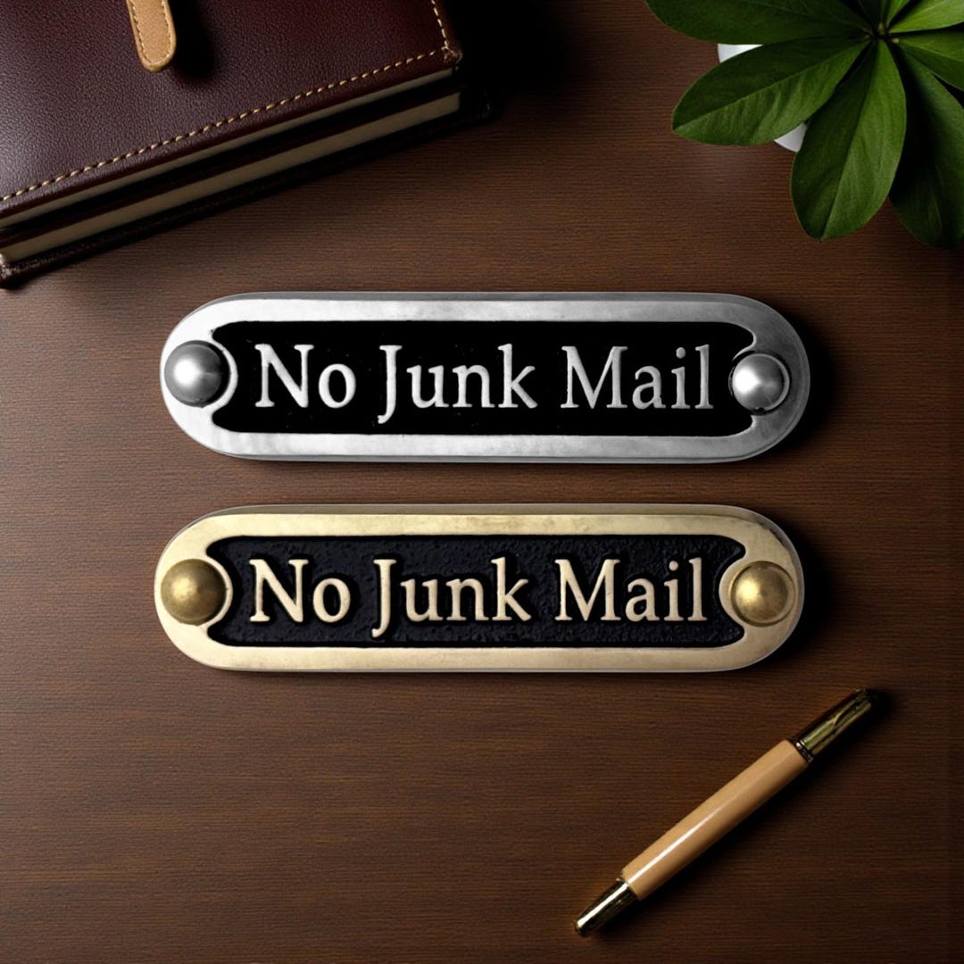 No Junk Mail Door Sign by Themetalfoundry • Brass House Door Sign ...