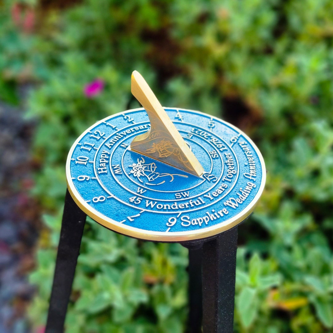 45th Sapphire Wedding Anniversary Sundial Gift 1978-2023. - Etsy