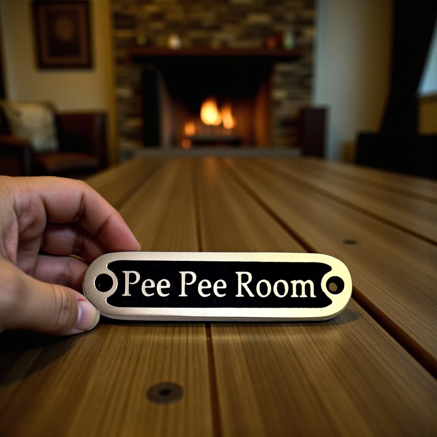 Pee Pee Room Door Sign by Themetalfoundry • Brass House Door Sign ...
