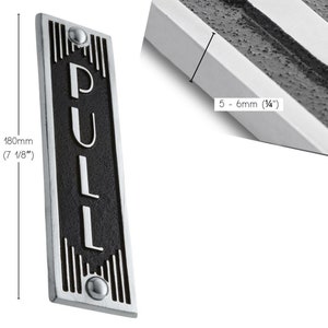Art Deco PULL Sign. Unique Handmade Metal Sign in Brass or Aluminium ...