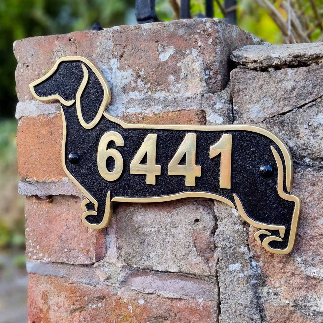 Dachshund House Number Sign by Themetalfoundry • Personalized Brass or ...