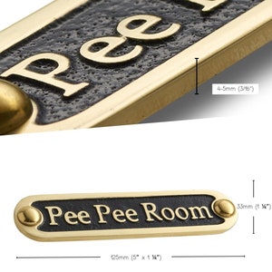 Pee Pee Room Door Sign by Themetalfoundry • Brass House Door Sign ...
