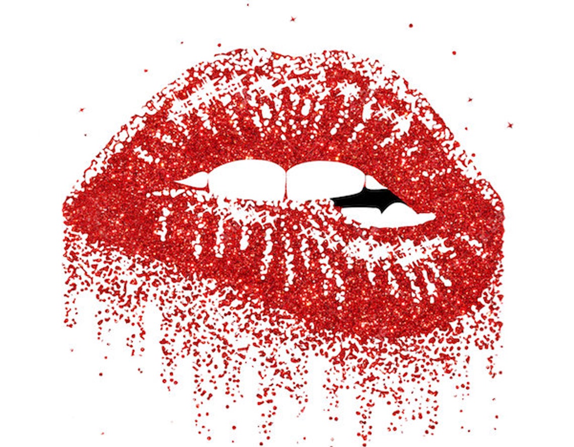Red Dripping Lips Wall Art Red Glitter Lips File for - Etsy