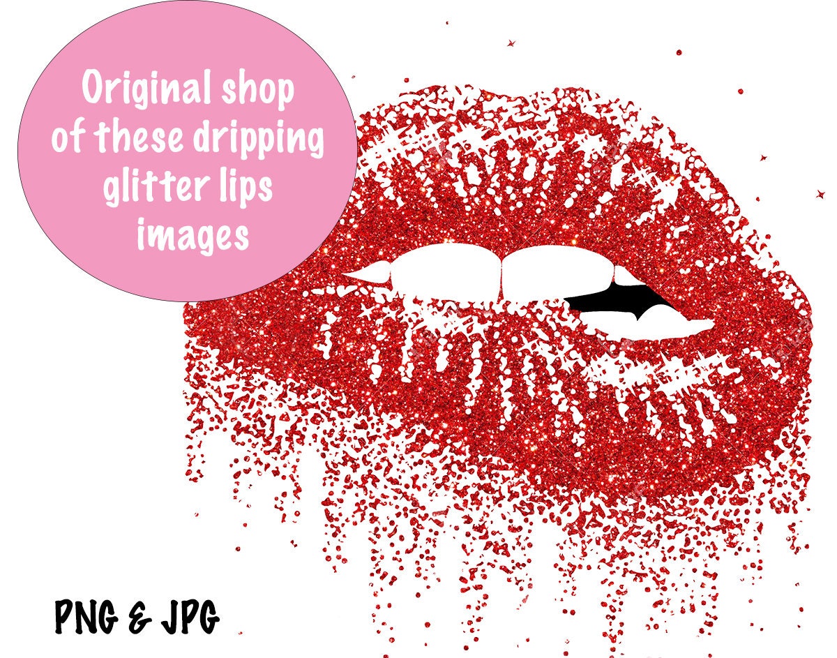 Red Dripping Lips Wall Art Red Glitter Lips File for | Etsy