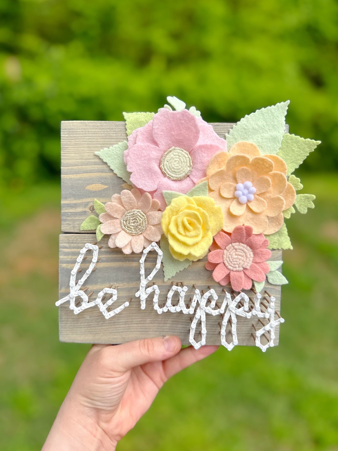 Be Happy String Art, 3D Art, Feel Good Quote, Felt Flower Art, Mental ...