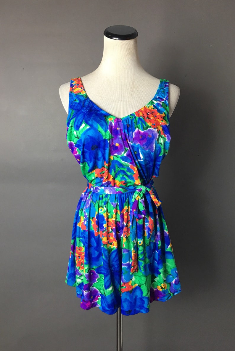 Vintage 80s Swimsuit 1980s Bathing Suit Swim Suit Floral Etsy