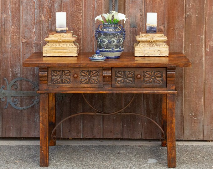 Carved Antique Spanish Table,carved Writing Side Table,spanish Side ...