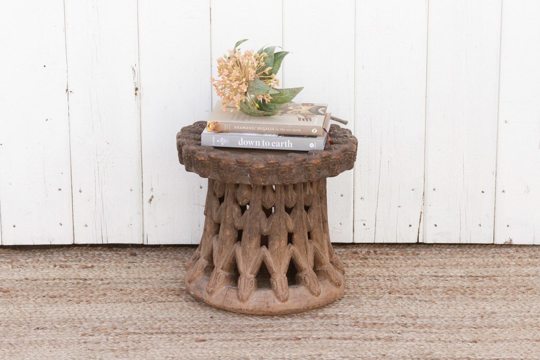 Oxidized Wood African Ceremonial Stool, African Bamileke Stool ...