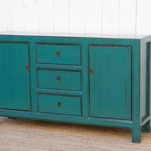 Asian Arabian Green Sideboard Buffet, Teal Asian Sideboard,teal Lacquer ...