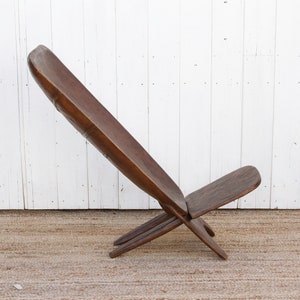 Large African Folding Club Chair, Rare African Hand-carved Wooden Chair ...