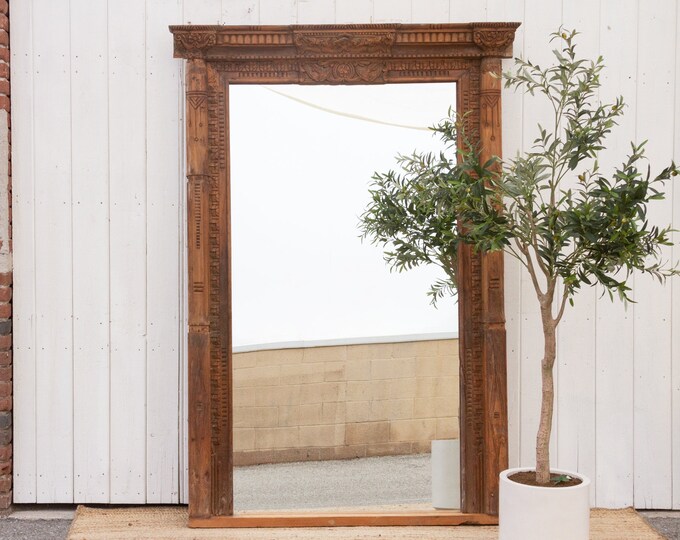 Antique Finely Carved French Colonial Floor Mirror, Ornate Wooden Floor ...