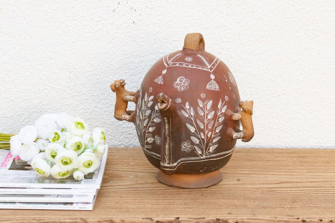 Vintage Terracotta Peruvian Clay Pitcher, Vintage Peruvian Clay Vase ...