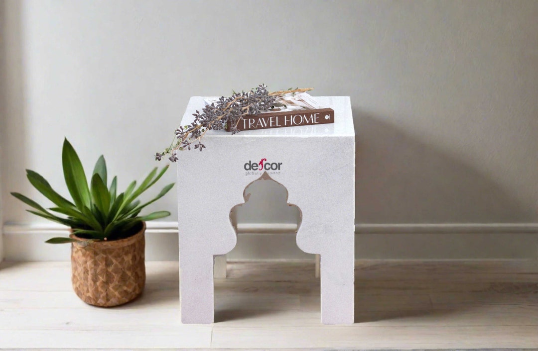 Stylish Indian Taj Marble Table, Modern Marble End Table, Traditional ...