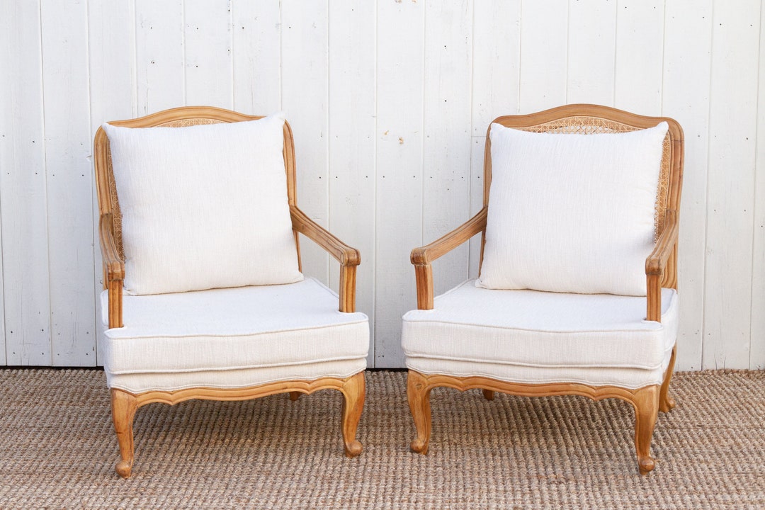 Pair of Provincial French Country Arm Chairs, French Cane Lounge Chairs ...