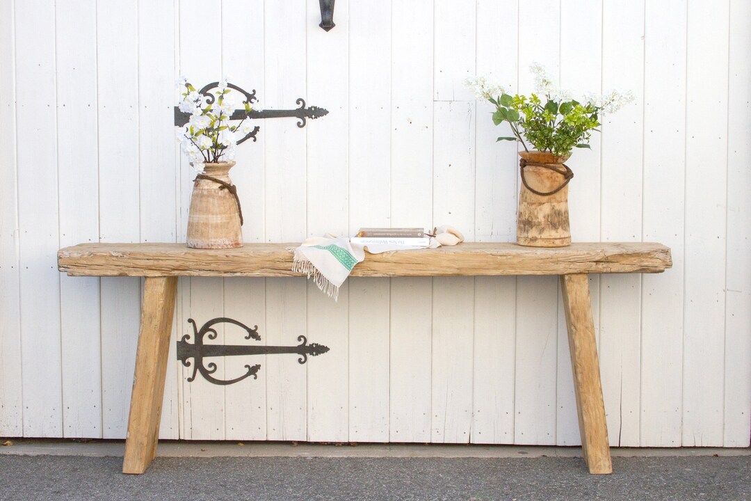 Rustic Long Old Beam Console Table, Reclaimed Rustic Wood Console ...