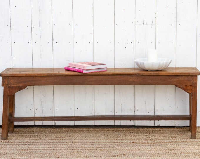 British Colonial Teak Bench, Petite Antique Bench, Early 20th Century ...