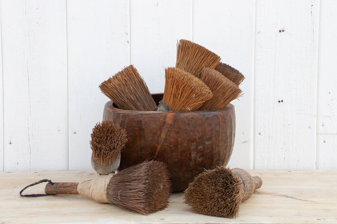 Farmhouse Straw Brush, Primitive Straw Broom Brush, Asian Antique Straw ...