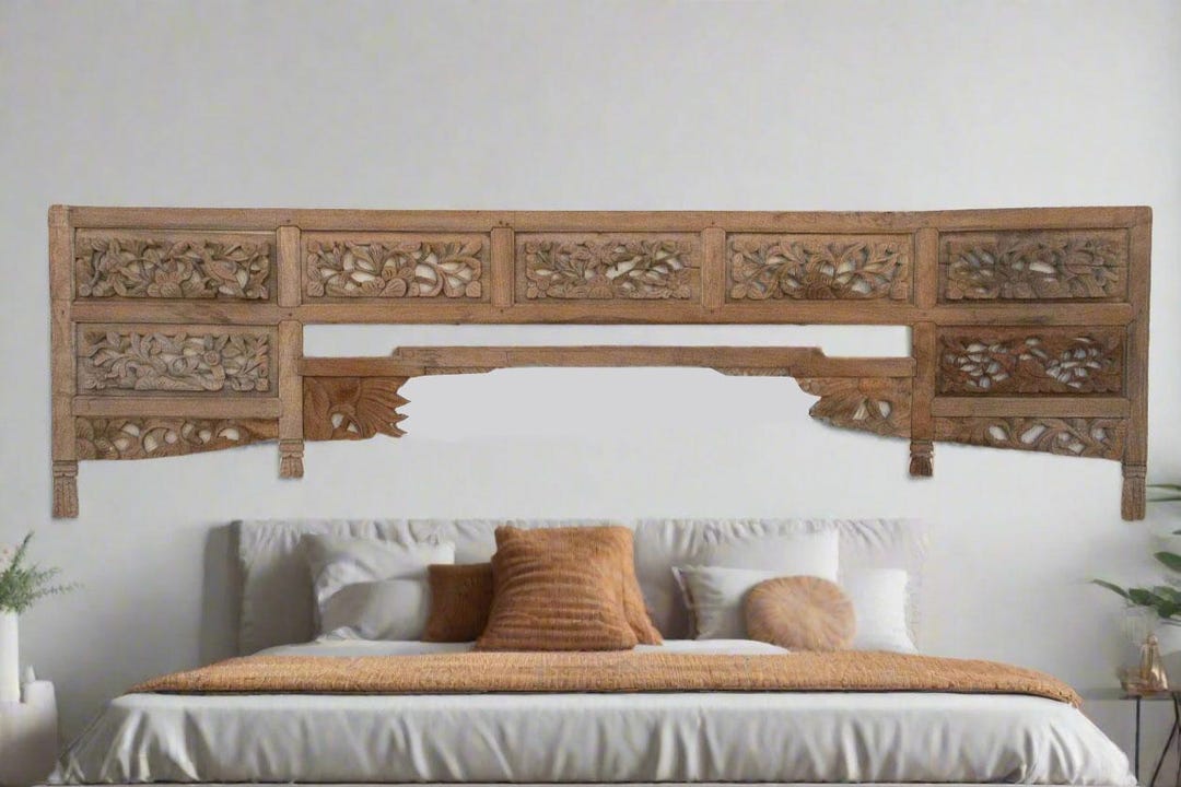 Antique Teak Architectural Lintel: Carved Wood Door Header, Rustic ...