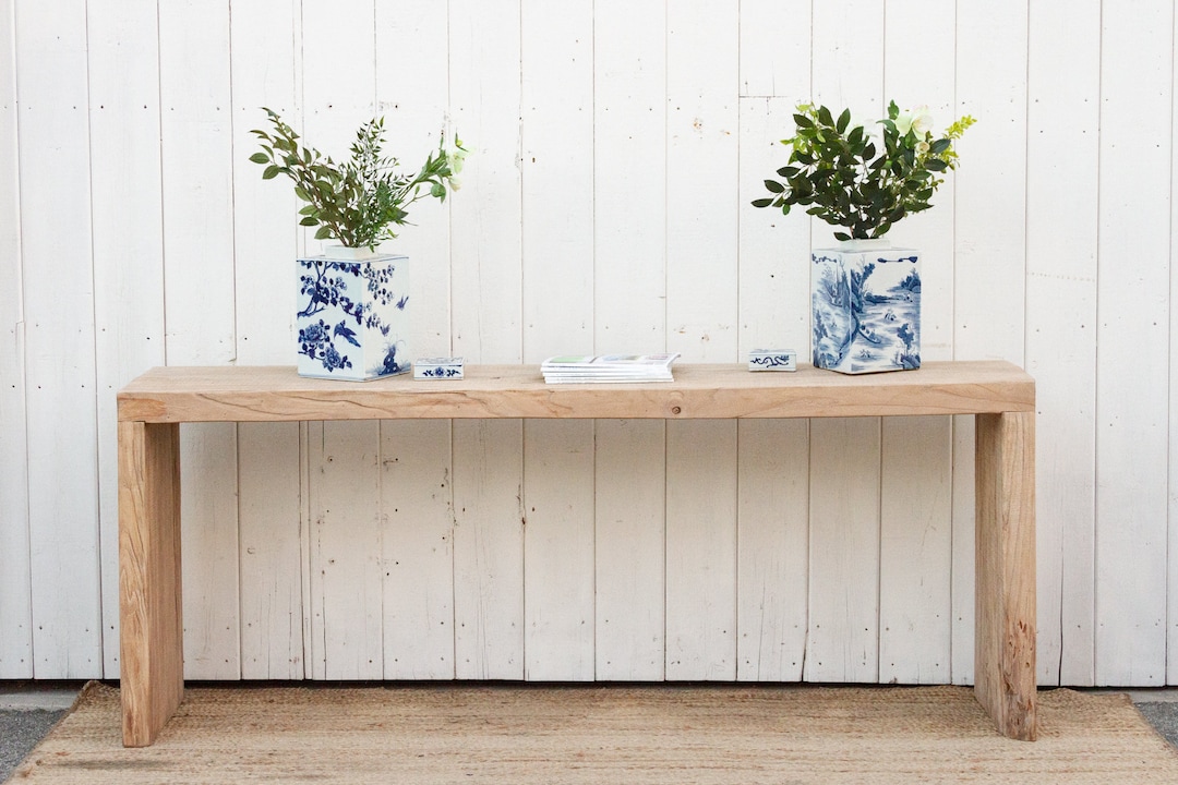 Exquisite Reclaimed Wood Waterfall Console Table, Vintage Wood Entryway ...
