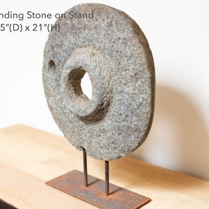Large Grinding Stone on Stand, Antique Round Grinding Stone Art, Carved ...