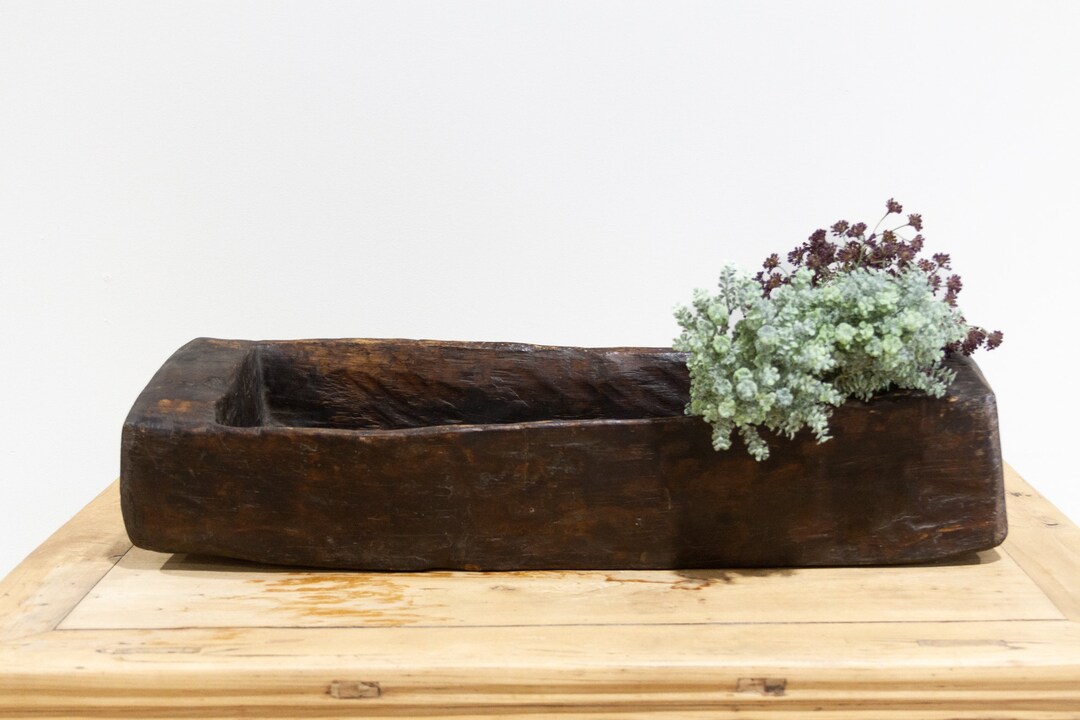 Old Wood Cabin Long Bowl, Rustic Long Bowl, Distressed Farmhouse ...