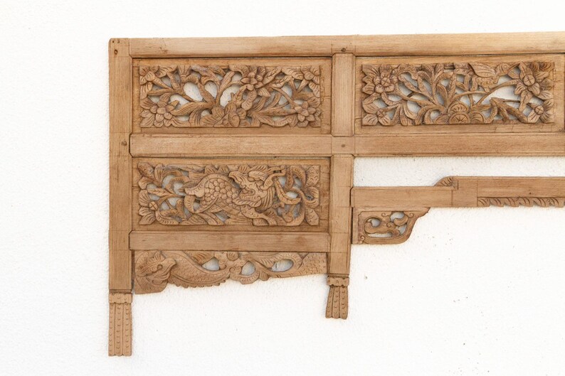 Antique Carved Wood Lintel: Rustic Farmhouse Wall Decor, Carved ...